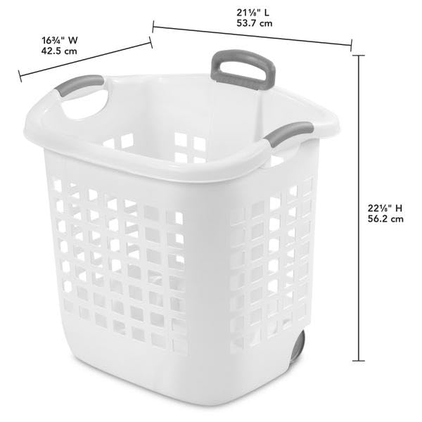 Sterilite 1.75 Bushel Ultra™ Wheeled Laundry Basket Plastic, White, (Pack of 1)