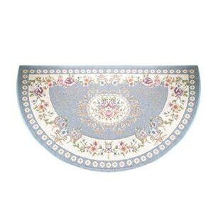 semi circle door mat, soft half moon rug, floral anti-slip carpet for home entrance bedroom living room bathroom indoor outdoor, 23.6 x 35.4inch