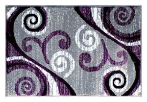 masada rugs, stephanie collection area rug modern contemporary design 1100 purple grey white black (2 feet x 3 feet) mat