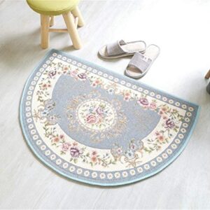 Semi Circle Door Mat, Soft Half Moon Rug, Floral Anti-Slip Carpet for Home Entrance Bedroom Living Room Bathroom Indoor Outdoor, 23.6 x 35.4inch