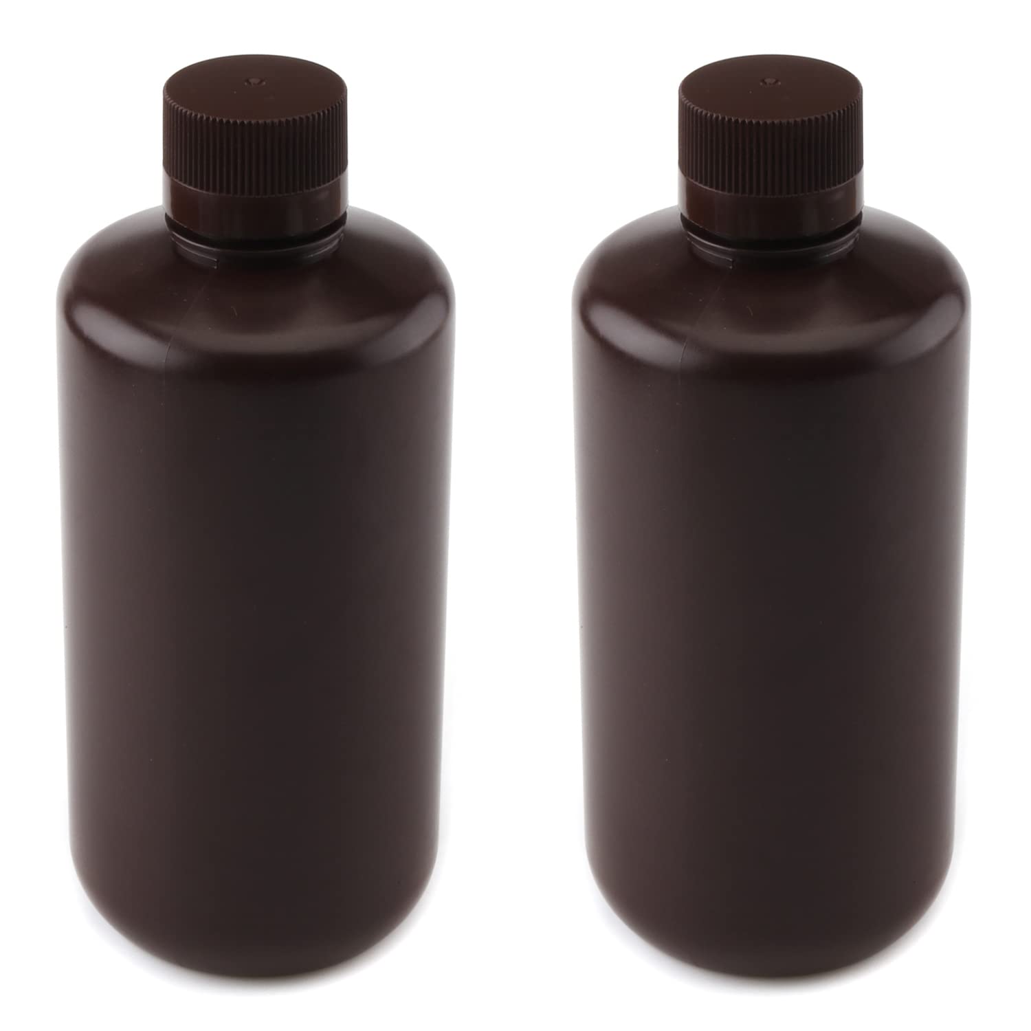 Othmro 2Pcs 33.8oz Plastic Containers Lab Chemical Reagent Bottles, 1000ml Small Mouth Liquid Solid Storage Bottles Round Sample Storage Containers Sealing Bottles with Cap for Food Storage Brown