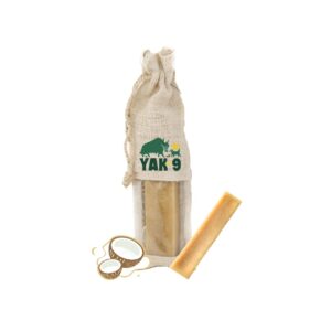 yak9 cheese dog chews, high protein dog treats, natural ingredients, long lasting dog chews, dog treats for large breeds under 125 lbs, rawhide free, non gmo, gluten free, grain free, coconut, 1 pc