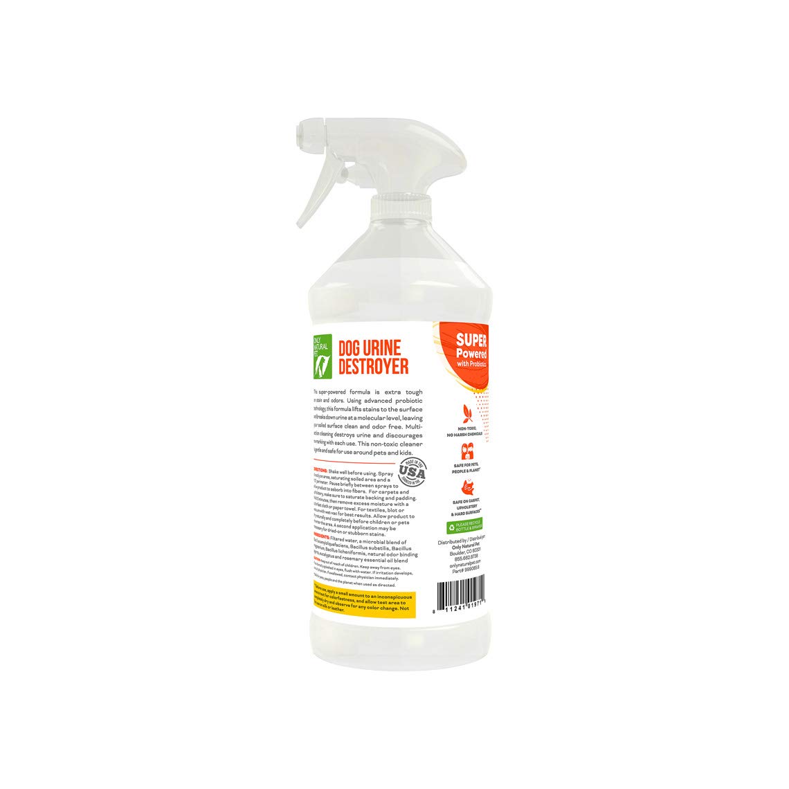 Only Natural Pet Enzyme Powered Stain & Odor Eliminator - Professional Pet Urine Pee Cleaner Deodorizer for Dogs - Hardwood Floors Carpets Upholstery - Eucalyptus & Rosemary Scent - 32Floz