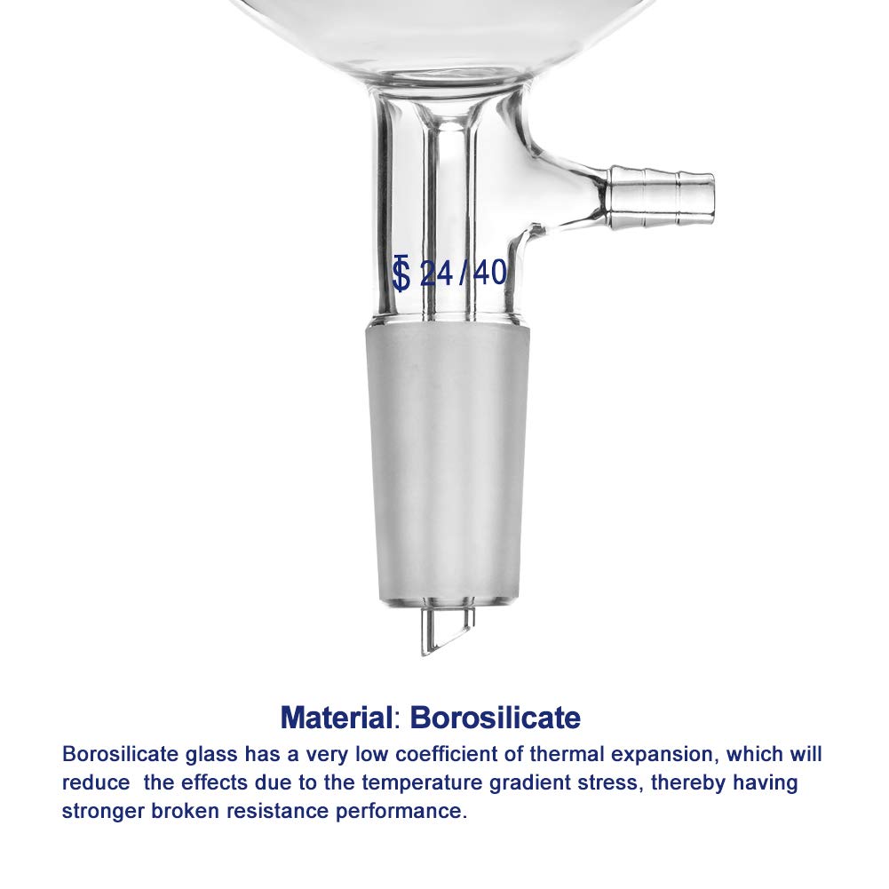 Labasics Borosilicate Glass Buchner Filtering Funnel with Coarse Frit (G1), 46mm Inner Diameter, 80mm Depth, with 24/40 Standard Taper Inner Joint and Vacuum Serrated Tubulation (100ml)