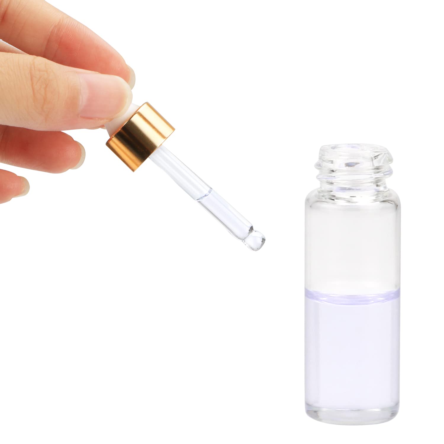 Pack of 35,5ml Clear Glass Dropper Bottle,Empty Glass Sample Vials with Glass Eye Dropper for DIY Aromatherapy Essential Oils Travel Perfume Container Liquid Sample Blends -Free dropper included