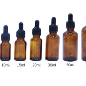 3PCS 50ml/1.7oz Amber Glass Graduated Measurement Dropper Bottle Vials Empty Refillable Storage Container Jar with Black Rubber Cap and Glass Eye Dropper for Essential Oil Aromatherapy