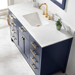 LUCA Kitchen & Bath LC54PBW Tuscan 54" Single Bathroom Vanity Set in Midnight Blue with Carrara Marble Top and Sink