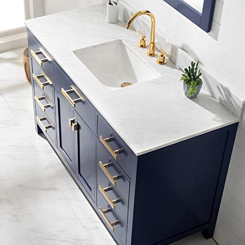 LUCA Kitchen & Bath LC54PBW Tuscan 54" Single Bathroom Vanity Set in Midnight Blue with Carrara Marble Top and Sink