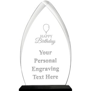 happy birthday acrylic award, 6.75" h personalized happy birthday gift with custom engraving