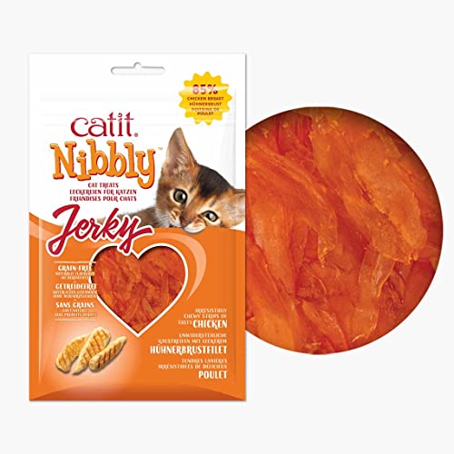 Catit Nibbly Jerky Cat Treats, Chicken Recipe - Grain-Free Cat Treat White 1.06 Ounce (Pack of 1)