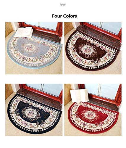 Semi Circle Door Mat, Soft Half Moon Rug, Floral Anti-Slip Carpet for Home Entrance Bedroom Living Room Bathroom Indoor Outdoor, 23.6 x 35.4inch