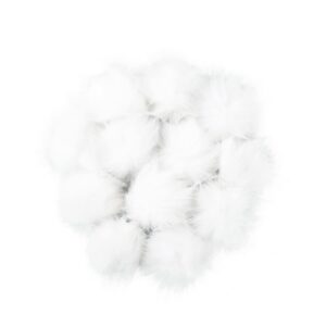 12 pieces christmas white faux fur pom pom balls fur fluffy pompom ball with elastic loop for hats shoes scarves gloves scarves bag key chain charms accessories(white)