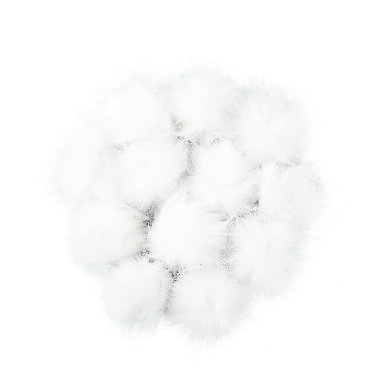 12 Pieces Christmas White Faux Fur Pom Pom Balls Fur Fluffy Pompom Ball with Elastic Loop for Hats Shoes Scarves Gloves Scarves Bag Key Chain Charms Accessories(White)