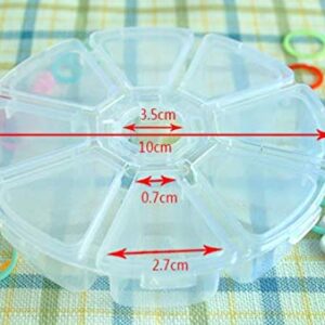 WOIWO 2 PCS Round 8-Case Storage Box Transparent PP Plastic Box Beaded Box Nail Parts Box Storage Jewelry Storage Small Box