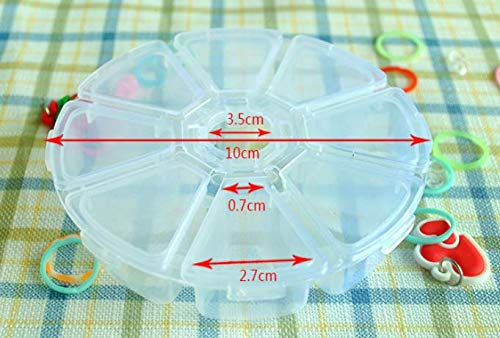 WOIWO 2 PCS Round 8-Case Storage Box Transparent PP Plastic Box Beaded Box Nail Parts Box Storage Jewelry Storage Small Box