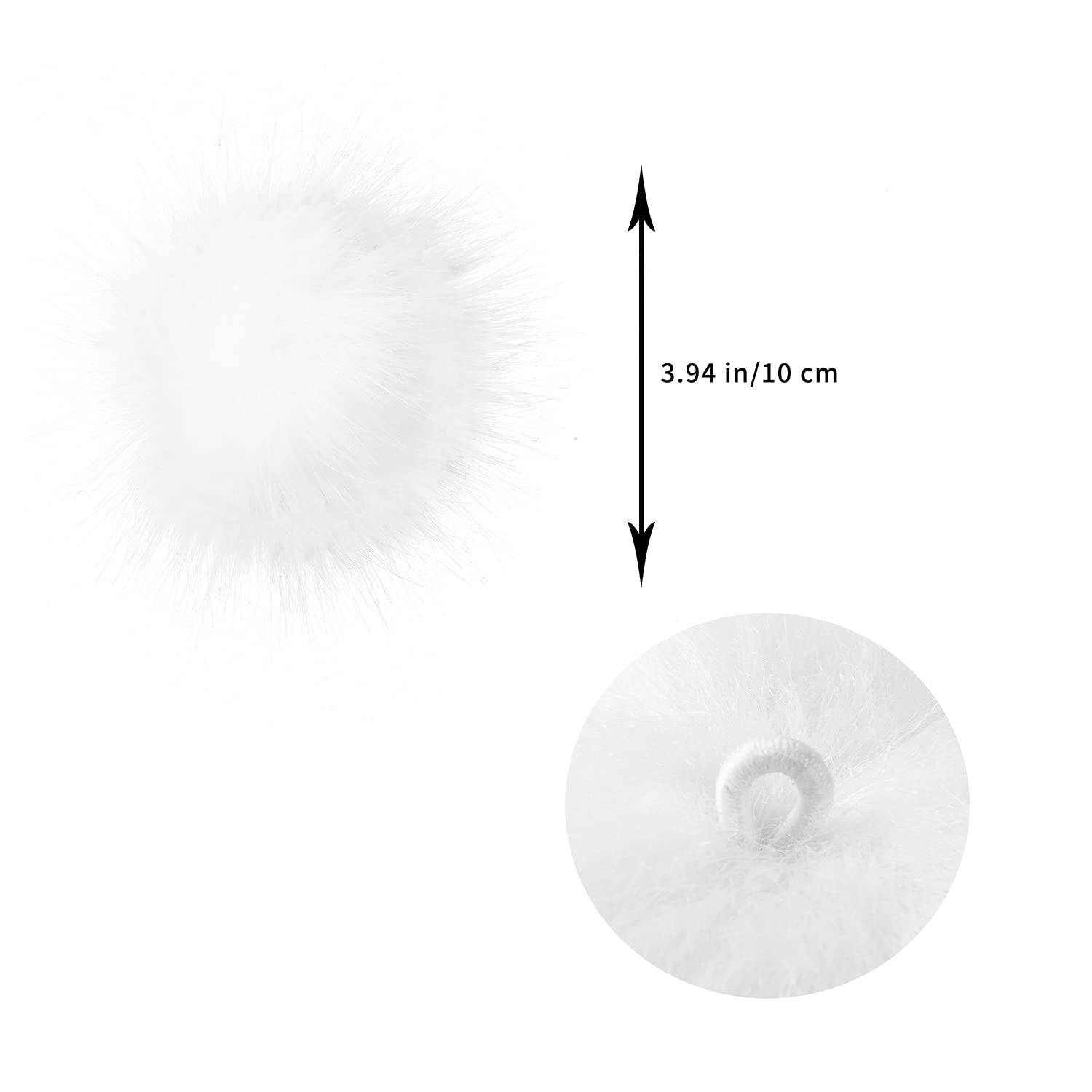 12 Pieces Christmas White Faux Fur Pom Pom Balls Fur Fluffy Pompom Ball with Elastic Loop for Hats Shoes Scarves Gloves Scarves Bag Key Chain Charms Accessories(White)