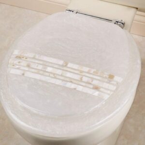 daniel's bath & beyond 17' mosaic toilet seat cover, ivory