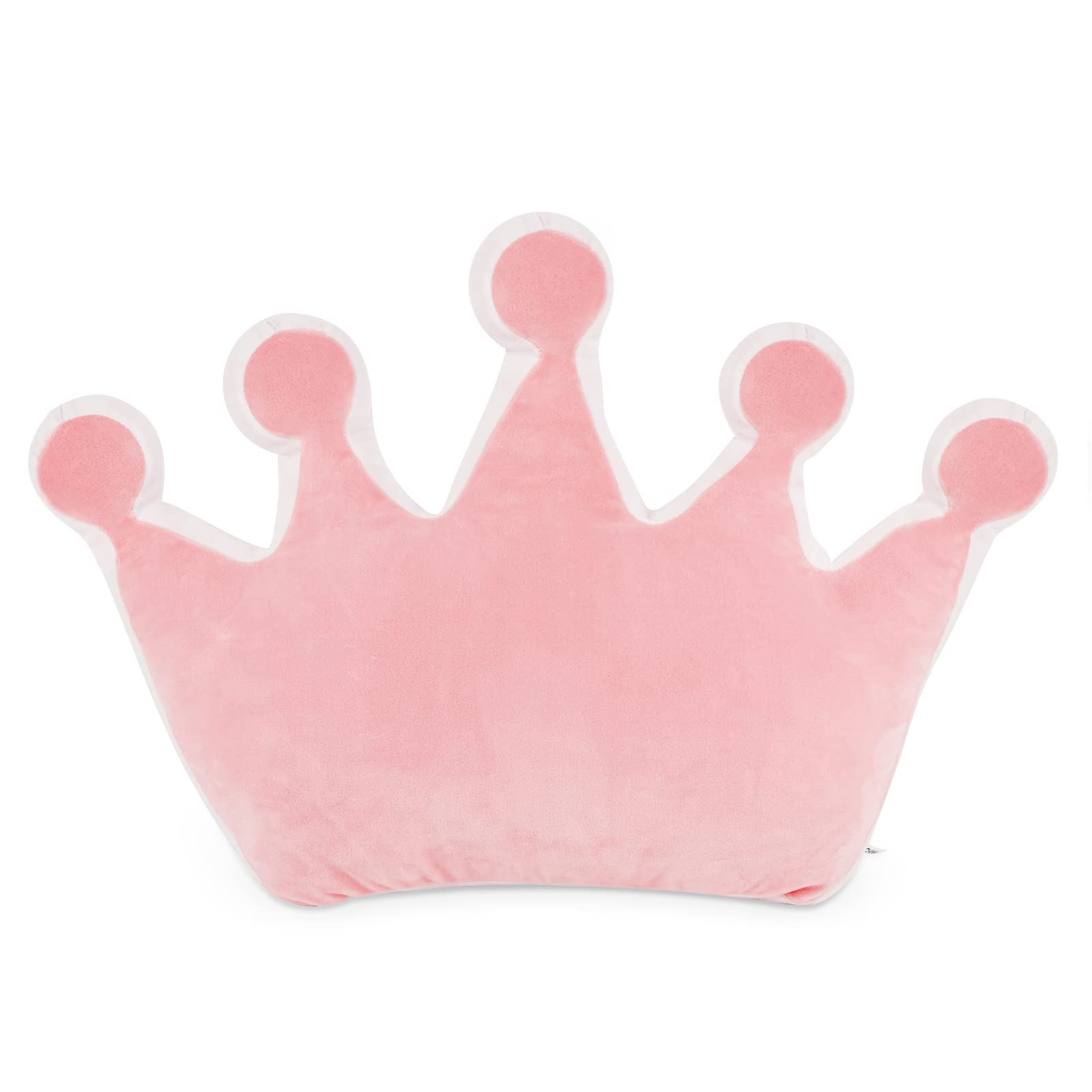 Fitlyiee Crown Shaped Throw Pillows, Fluffy Plush Decorative Pillows Soft Plush for Girls Boys in Toddler Kids Room Decoration (Pink)