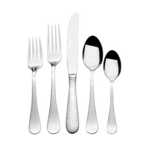 towle living 65-piece silverware set, service for 12, reynolds flatware cutlery set - includes fork, knife, spoon - for home, kitchen, and resturant, stainless steel - dishwasher safe