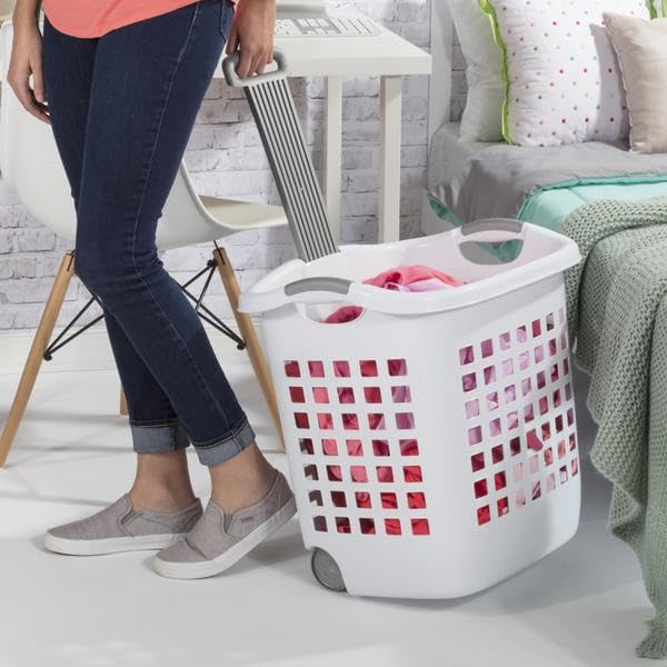 Sterilite 1.75 Bushel Ultra™ Wheeled Laundry Basket Plastic, White, (Pack of 1)