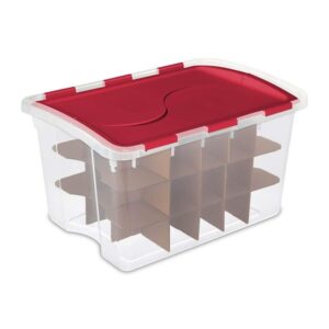 sterilite 48 quart clear stackable holiday christmas 45 ornament storage box with lid (6 pack)