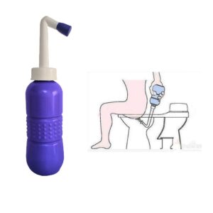 Antallcky Portable Travel Bidet Butt Cleaner Wiper Hand Personal Bidet Sprayer for Toilet, Anal Perineal Cleansing Bottle for Men,Women-450ML,Blue 2pcs