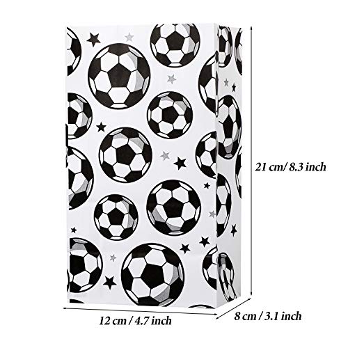 Blulu 30 Pack Paper Soccer Party Favor Bag Candy Goodie Treat Bags Soccer Print Gift Bags for Football Themed Party Favors