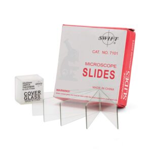 swift microscope slides kit with 72 pre-cleaned blank slides and 100 glass coverslips, ground edges