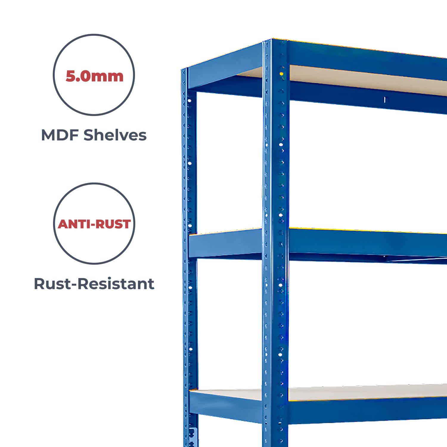 Garage Shelving Units: 71 x 35 x 18 inches | Heavy Duty Racking Shelves for Storage - 1 Bay, Blue 5 Tier (37 lbs Per Shelf), 2000 lbs Capacity | for Workshop, Shed, Office | 5 Year Warranty