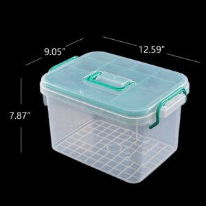 Vababa Clear First Aid Box, Plastic Storage Container with Locking Lid & Handle