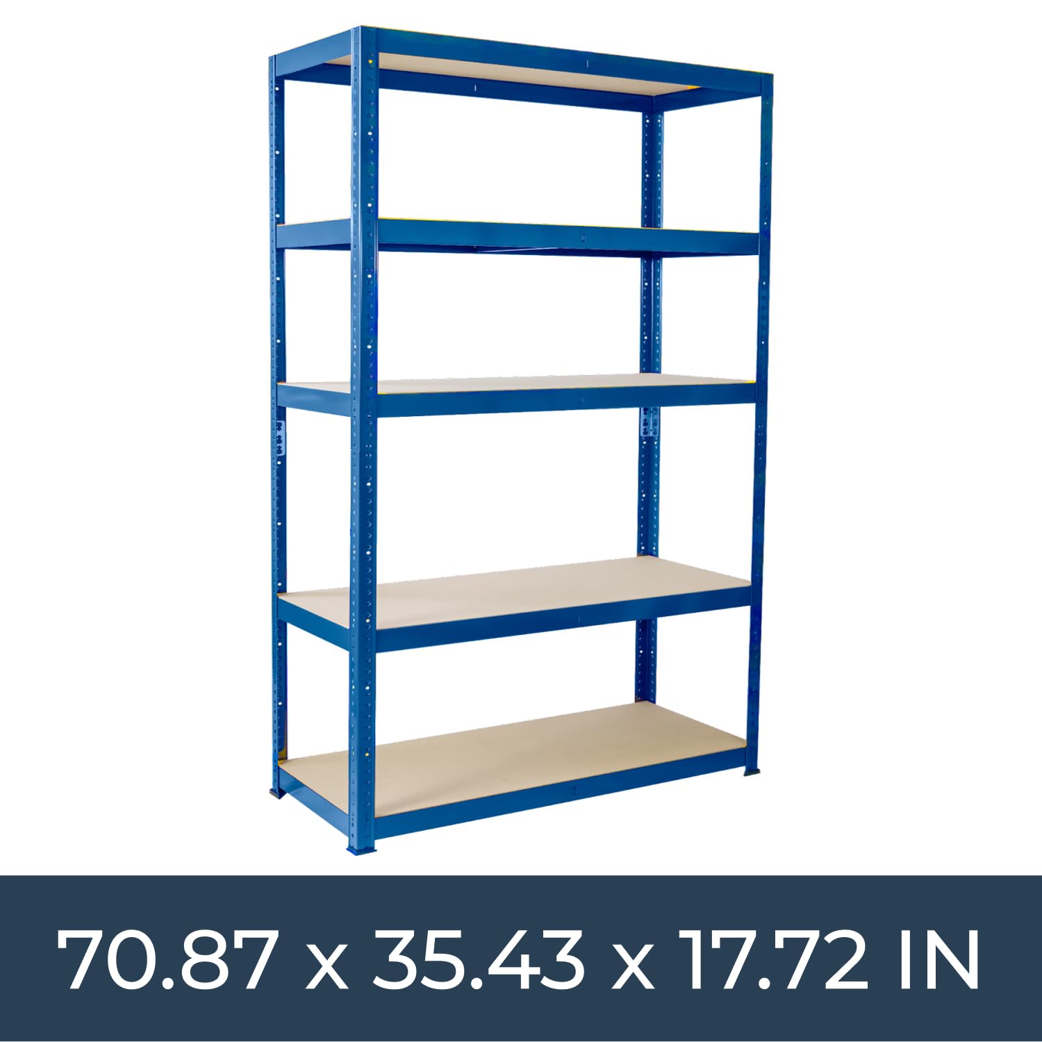 Garage Shelving Units: 71 x 35 x 18 inches | Heavy Duty Racking Shelves for Storage - 1 Bay, Blue 5 Tier (37 lbs Per Shelf), 2000 lbs Capacity | for Workshop, Shed, Office | 5 Year Warranty