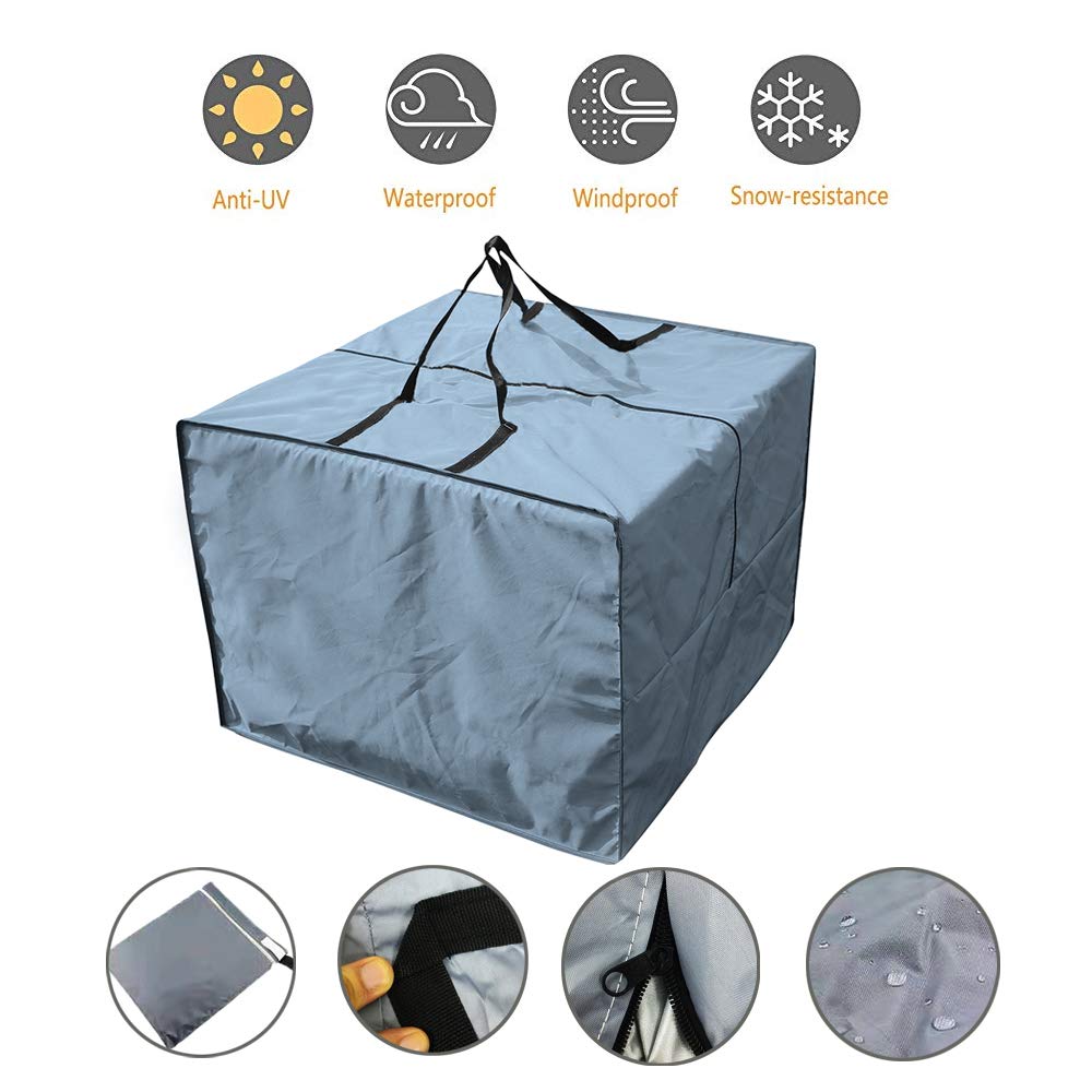 Yolaka Outdoor Patio Furniture Seat Cushions Storage Bag with Zipper and Handles 32x32x24 Inches Waterproof Gray