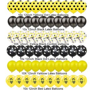 Happy Bee Day Balloons Arch 60pcs Yellow Bee Balloon Garland Kit Bumble Bee Balloons for Bee Party Decorations, Bee Baby Shower, Gender Reveal Decorations, Graduation, Honey Birthday Party Supplies