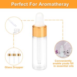 Pack of 35,5ml Clear Glass Dropper Bottle,Empty Glass Sample Vials with Glass Eye Dropper for DIY Aromatherapy Essential Oils Travel Perfume Container Liquid Sample Blends -Free dropper included