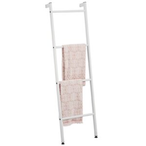 mdesign metal leaning blanket and towel ladder - blanket ladder for bedroom and towel ladder for bathroom - throw/quilt display holder rack - nursery wall ladder - blanket ladder decor - white