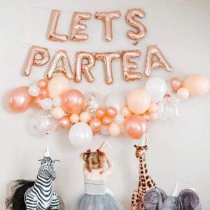 LaVenty LET'S PAR TEA Balloons Tea Party Birthday Banner Tea Party Decorations Lets Par-Tea Party Decor Par Tea Baby Shower Par Tea First Birthday Decoration Flower Garland (Floral Banner)