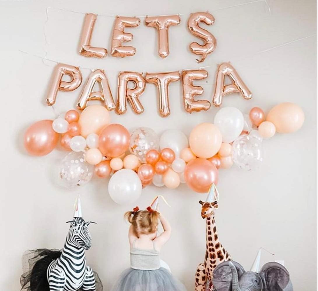 LaVenty LET'S PAR TEA Balloons Tea Party Birthday Banner Tea Party Decorations Lets Par-Tea Party Decor Par Tea Baby Shower Par Tea First Birthday Decoration Flower Garland (Floral Banner)