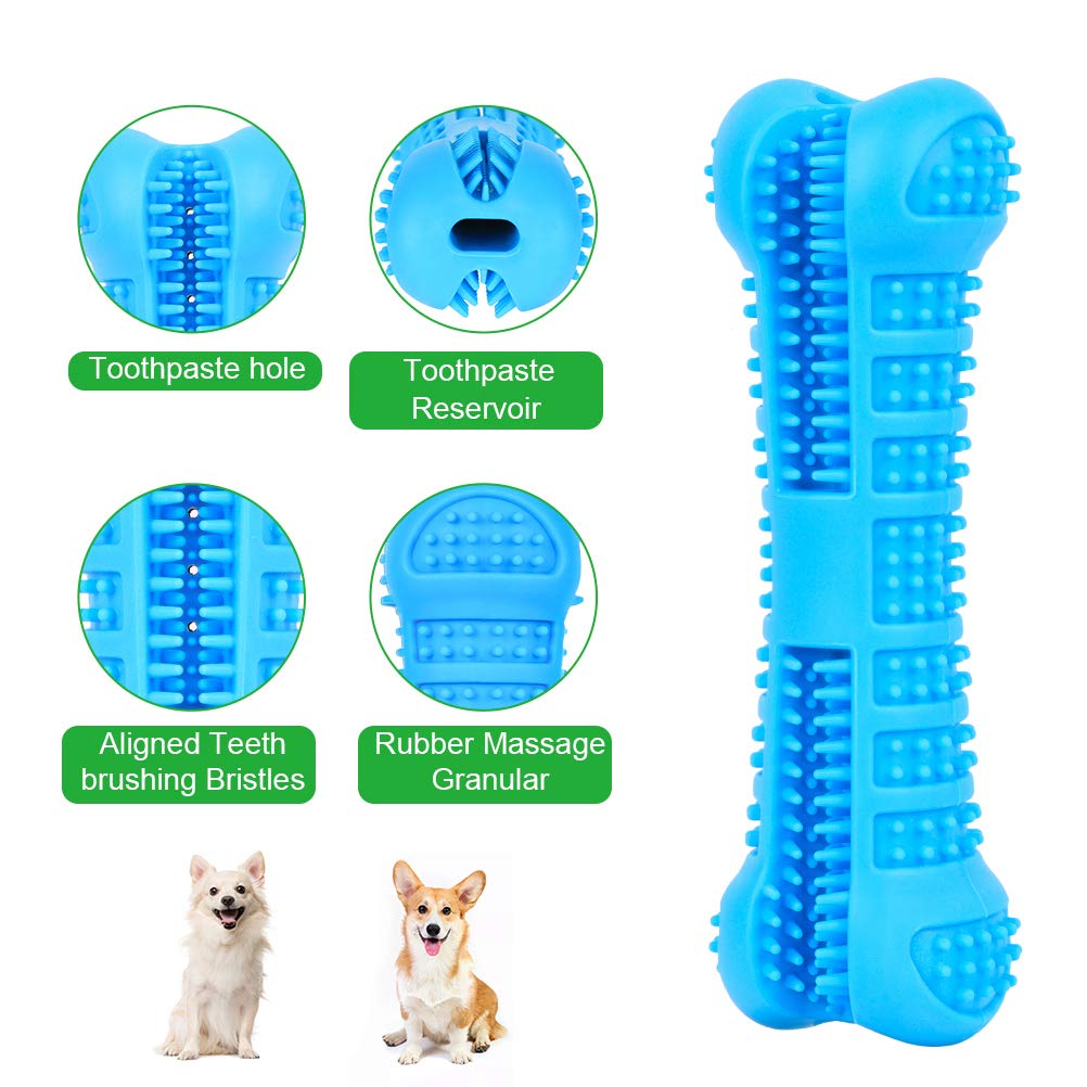 Emoly Dog Toothbrush Care Cleaning Stick - Dog Toothbrush Chew Toy Stick for Dog Dental Care- Safe, Bite Resistant Natural Rubber Toy Bone for Teeth Cleaning- Suitable for All Breed of Dogs (Blue)