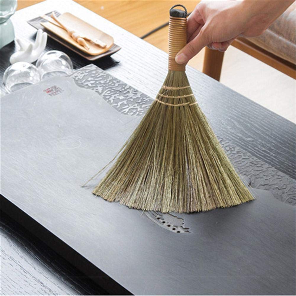 isilky 12 Inch Corn Whisk Broom - Soft Hair Fur Household Floor Cleaning ToolsYellow