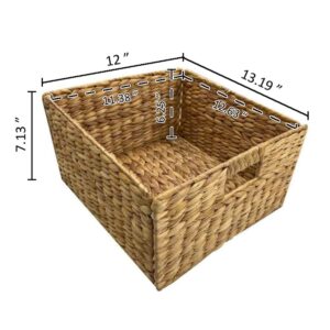 eHemco 3 Tier X-Side End Storage Cabinet with 6 Wicker Baskets, Gray