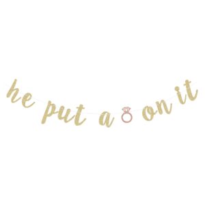 he put a ring on it banner for engagement bridal shower glitter paper garland party decorations