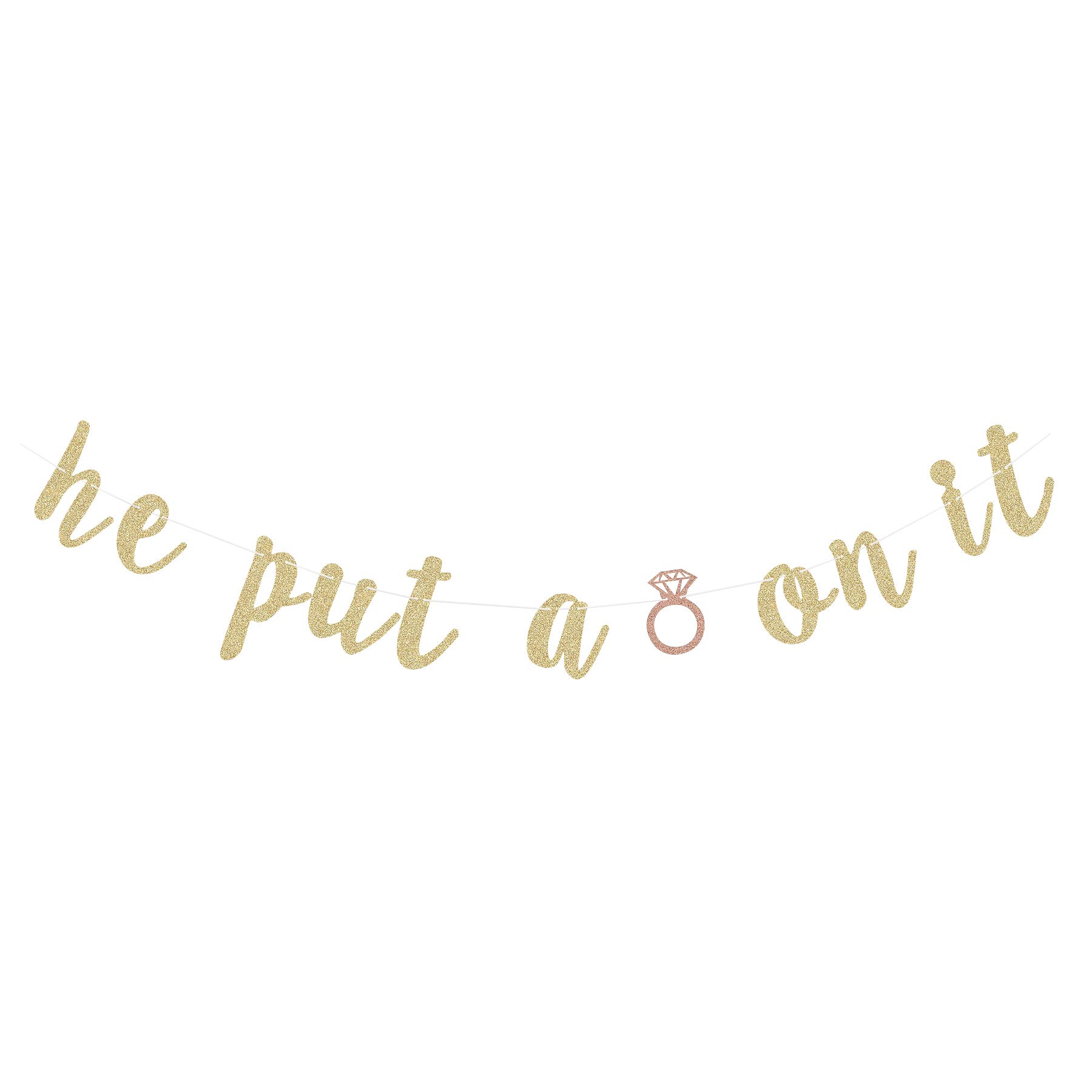 He Put a Ring on It Banner For Engagement bridal Shower Glitter Paper Garland Party Decorations