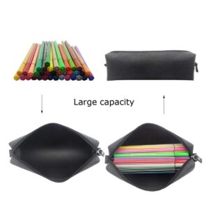 Enyuwlcm Fabric Stationery Stylish Simple Pencil Bag Small Square Waterproof Pencil Case Black and Gray 2 Pack