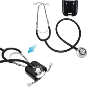 3 Pieces Stethoscope Holder Clip Waist Belt Stethoscope Holder Clip Plastic Nursing Stethoscope Holder Clip for Nurses Physicians (Black)