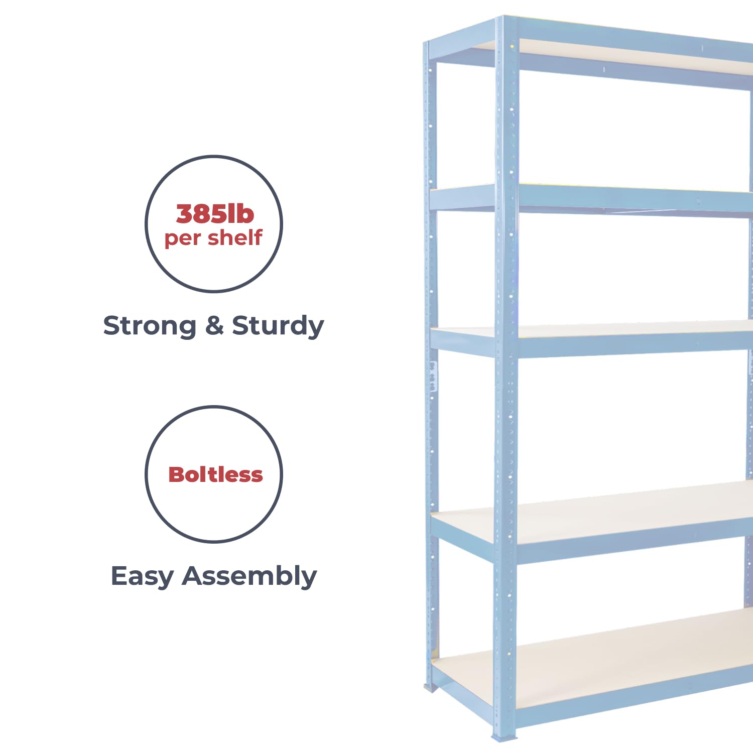 Garage Shelving Units: 71 x 35 x 18 inches | Heavy Duty Racking Shelves for Storage - 1 Bay, Blue 5 Tier (37 lbs Per Shelf), 2000 lbs Capacity | for Workshop, Shed, Office | 5 Year Warranty