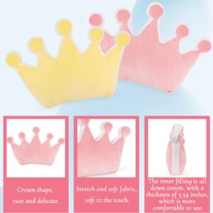 Fitlyiee Crown Shaped Throw Pillows, Fluffy Plush Decorative Pillows Soft Plush for Girls Boys in Toddler Kids Room Decoration (Pink)