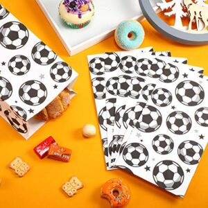 Blulu 30 Pack Paper Soccer Party Favor Bag Candy Goodie Treat Bags Soccer Print Gift Bags for Football Themed Party Favors