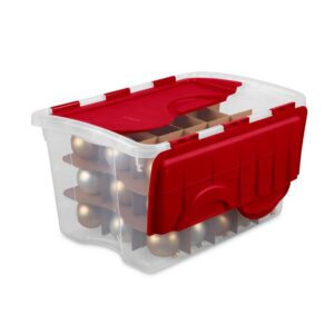 Sterilite 48 Quart Clear Stackable Holiday Christmas 45 Ornament Storage Box with Lid (6 Pack)