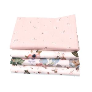 RayLineDo4PCS 48cmX48cm Flower Pattern Patchwork Fabric Bundle Squares Quilting Scrapbooking Sewing Art Craft Beds Curtains Pillows Pajamas Making Fabric