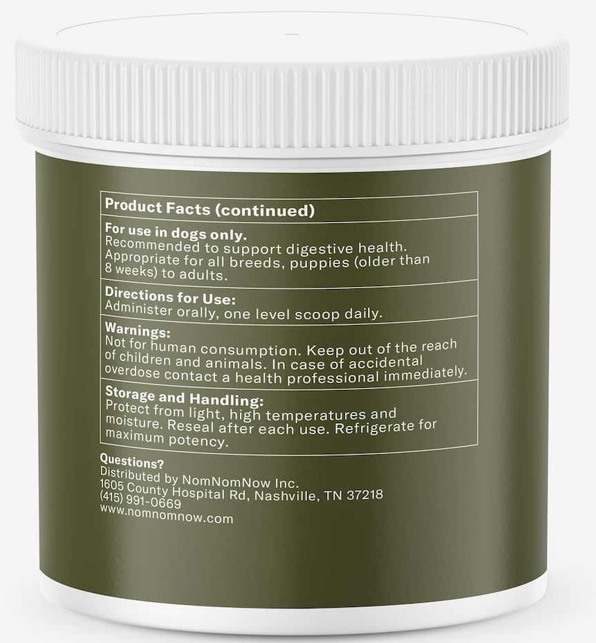 Nom Nom Dog GI-Targeted Probiotic Support - with Prebiotic Fiber, Inulin, and Saccharomyces boulardii - Gut Health Dog Probiotics for Gastrointestinal and Stomach Relief (GI Powder)